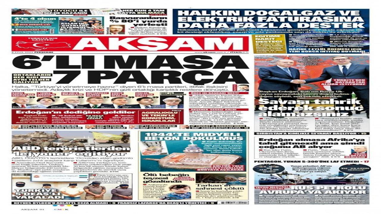 6'lı masa 7 parça - Gazete manşetleri