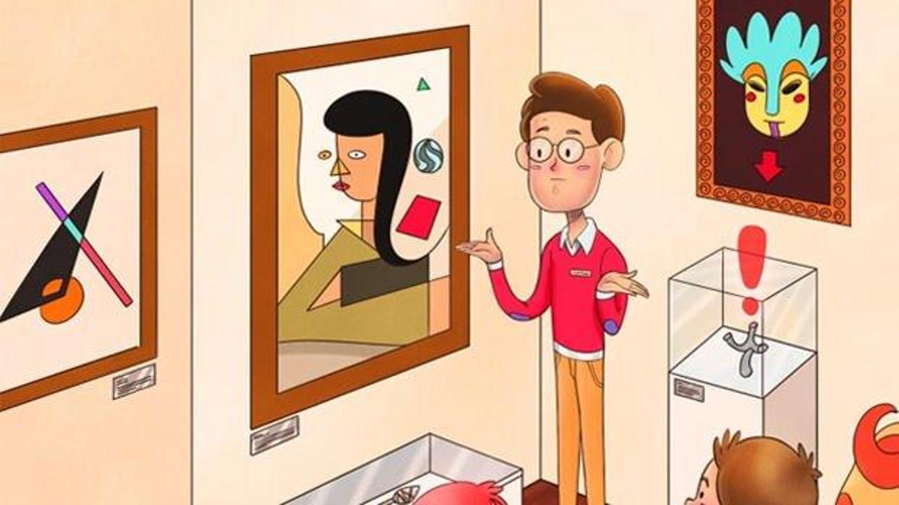 Müzede kaybolan maskeyi bulabilir misin? Müze görevlisine yardım edin ...
