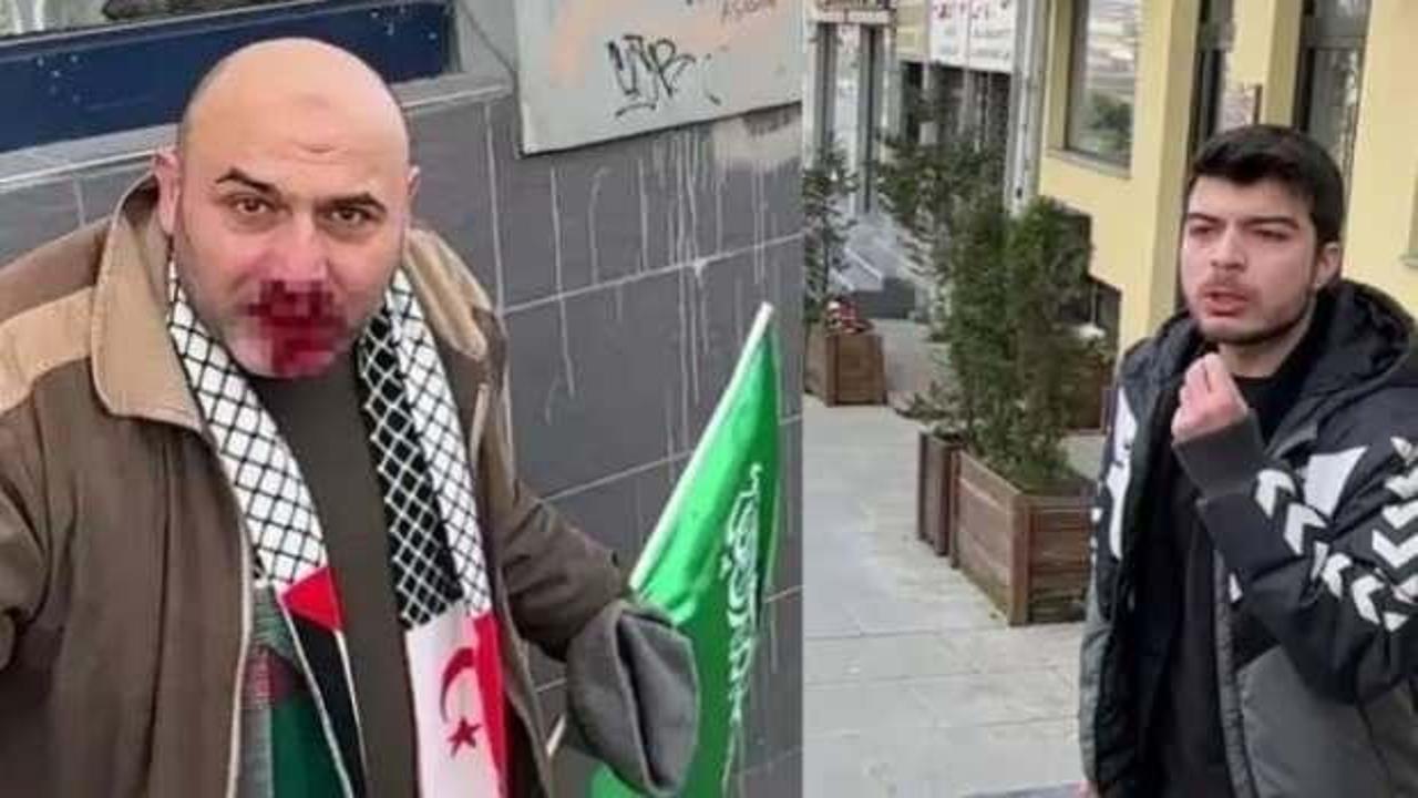 Son dakika... Kelime-i Tevhid bayrağı taşıyan kişiye yumruk atmıştı ...